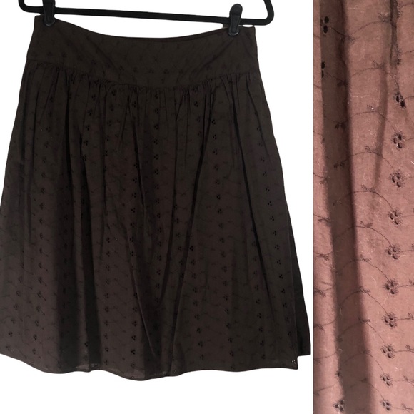 Merona | Skirts | Merona 6 Skirt Brown Eyelet Cotton Lined Boho ...